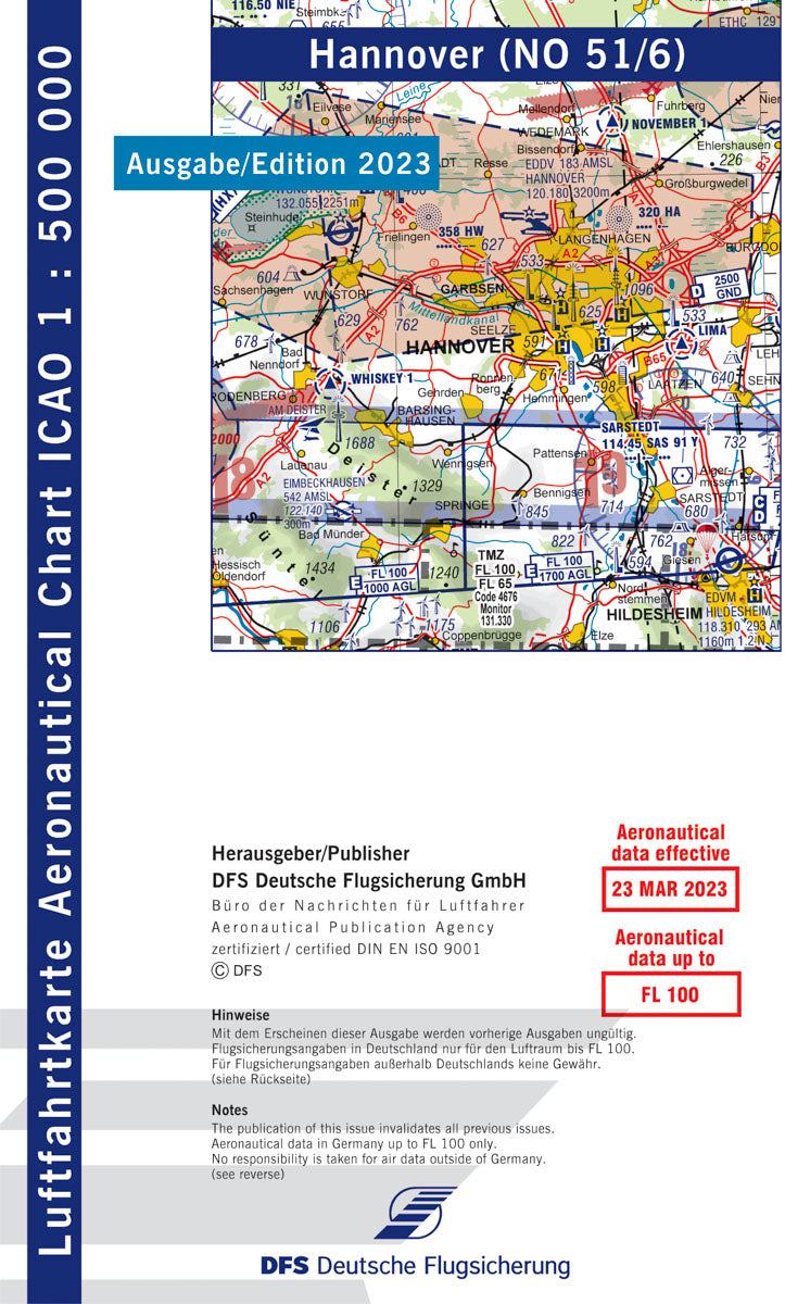 ICAO Kaart Duitsland 1:500.000 Hannover Editie 2023 – Pilot Supplies ...